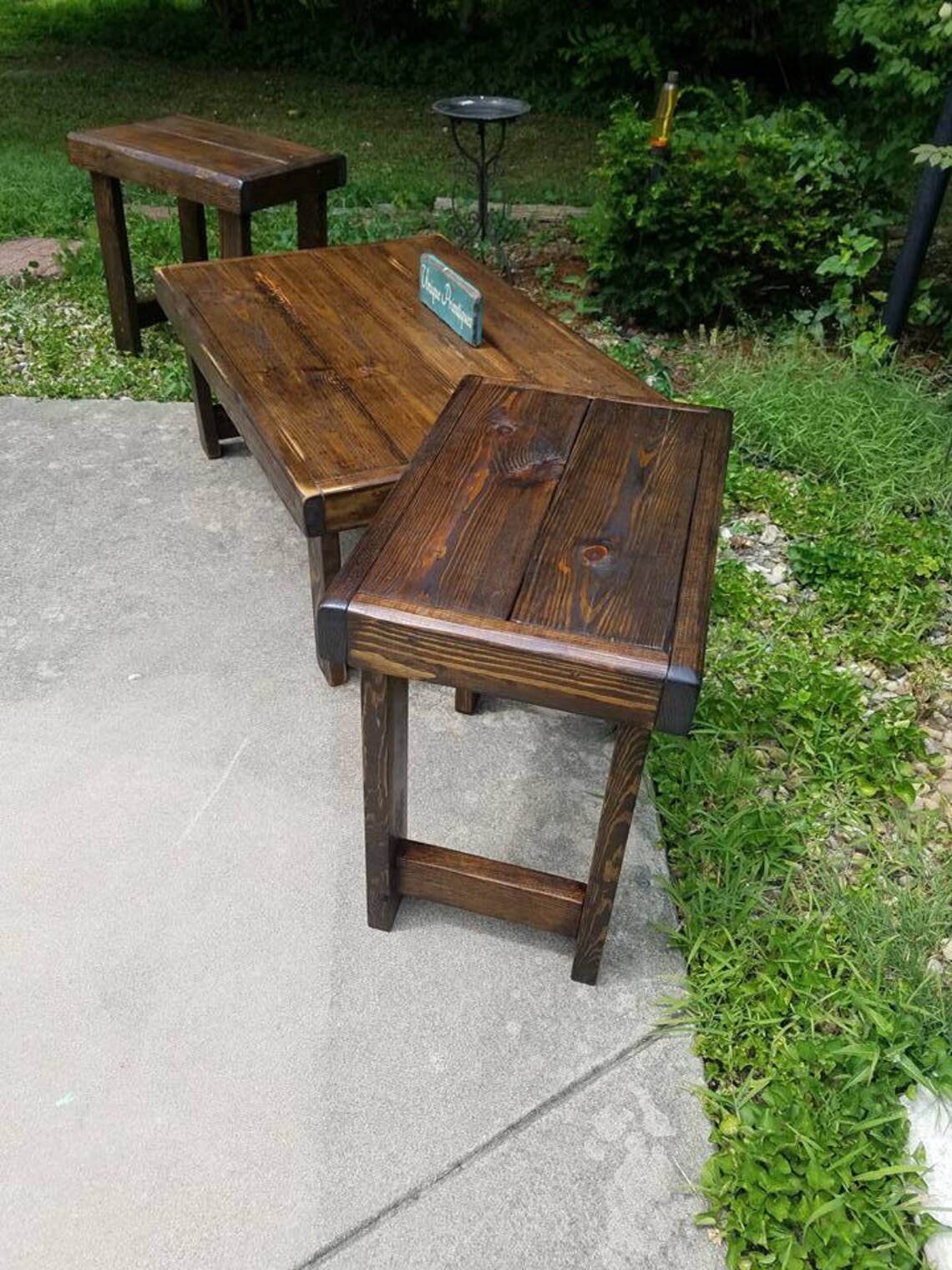 RUSTIC COFFEE TABLE Set End Tables Reclaimed Wood Dark Walnut | Etsy