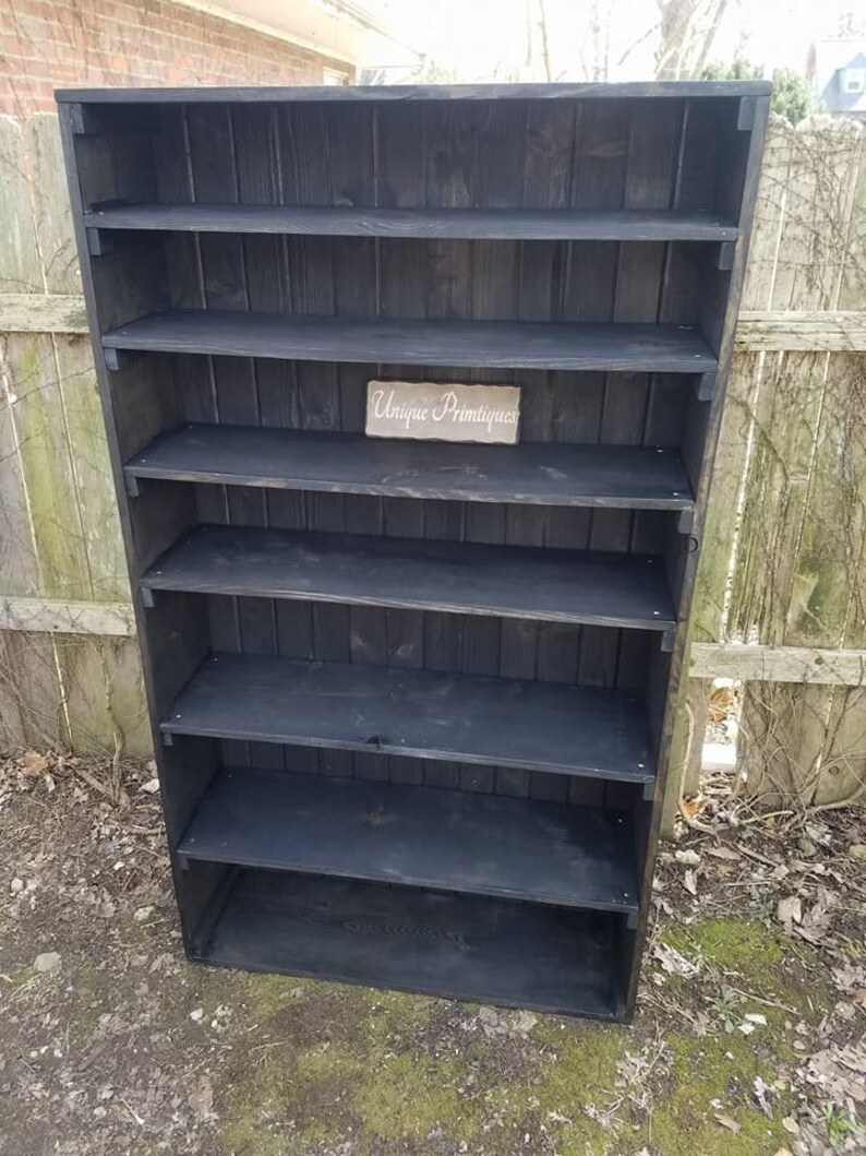 Rustic Wood Bookcase Shelf Reclaimed Ebony Primitive Book Shelf by ...