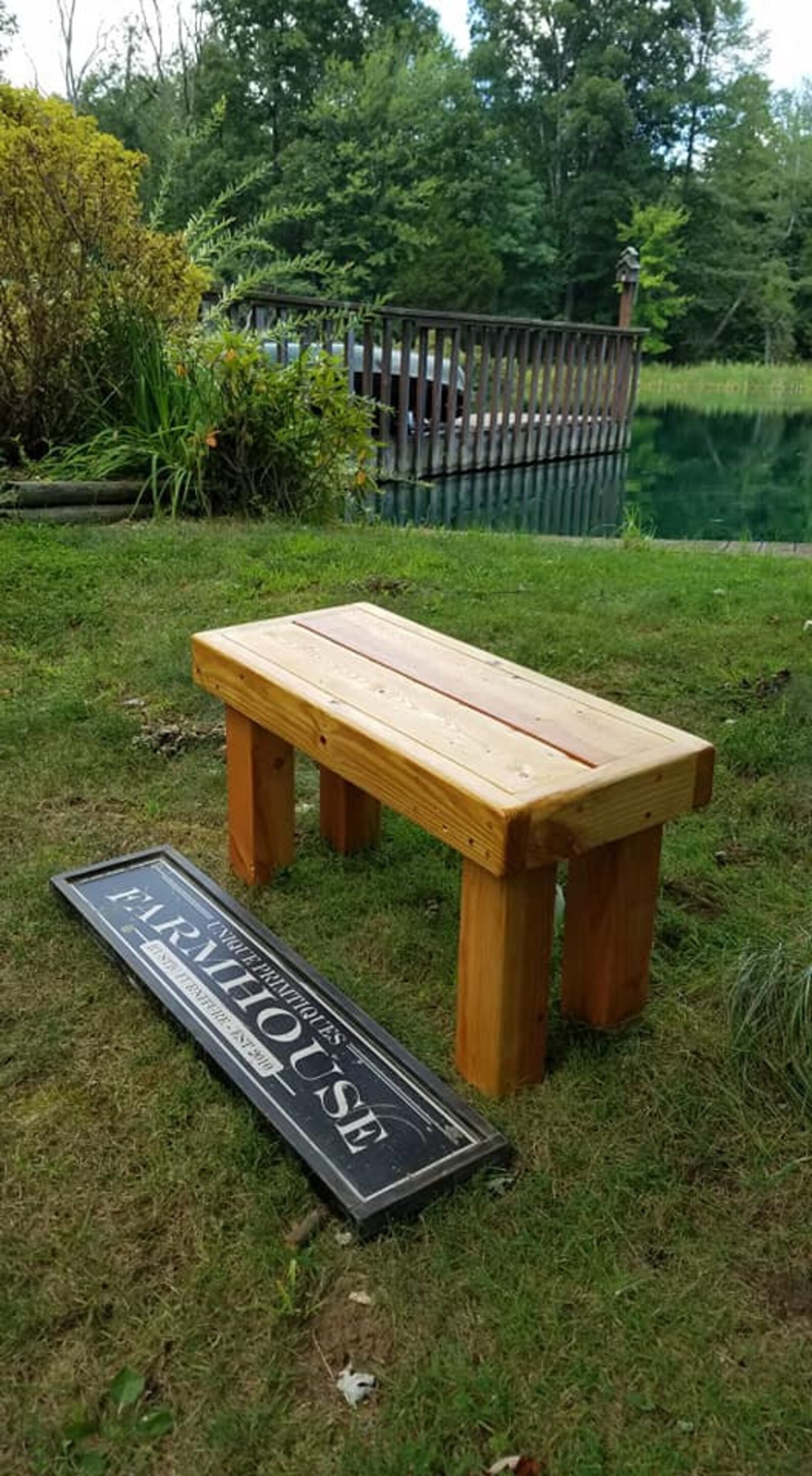 RUSTIC WOOD BENCH Indoor Outdoor Solid Wood Primitive Framed | Etsy