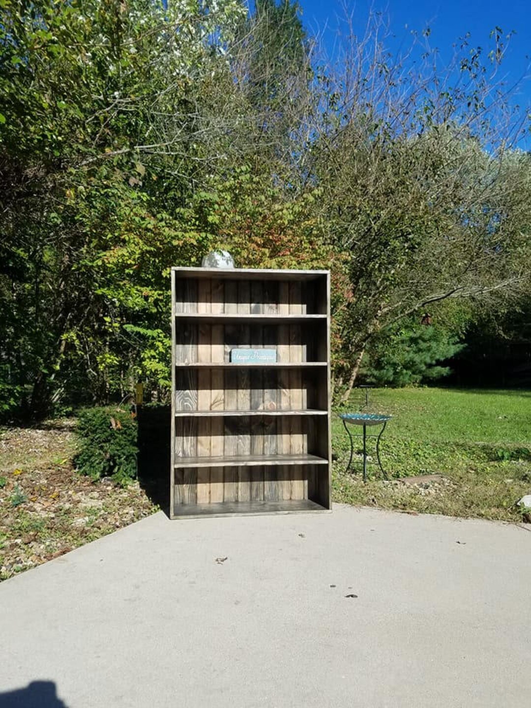 Rustic Wood Bookcase Shelf Reclaimed Barn Wood Look Primitive Book ...