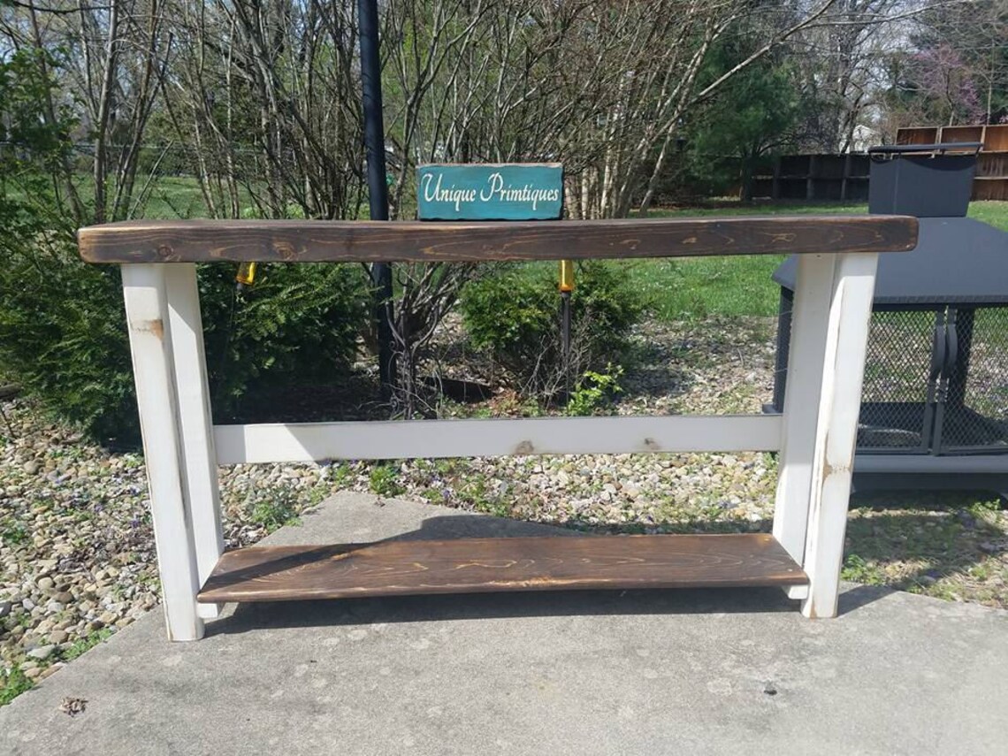 Rustic SOFA Console TABLE Reclaimed Wood Dark Walnut Stain Distressed ...