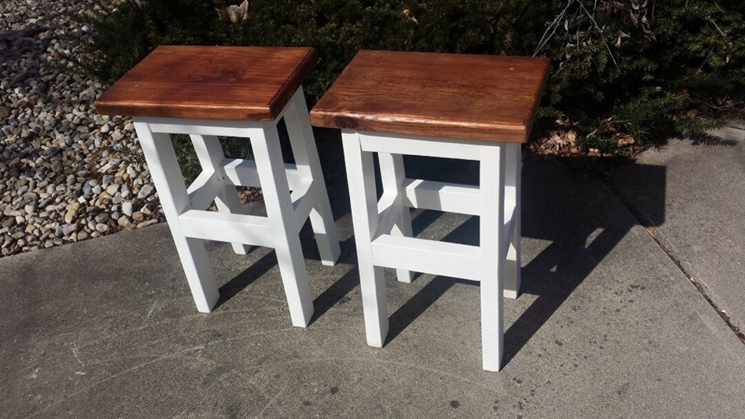 RUSTIC FARMHOUSE BAR Stool Farm House Kitchen Dining Bench Reclaimed ...