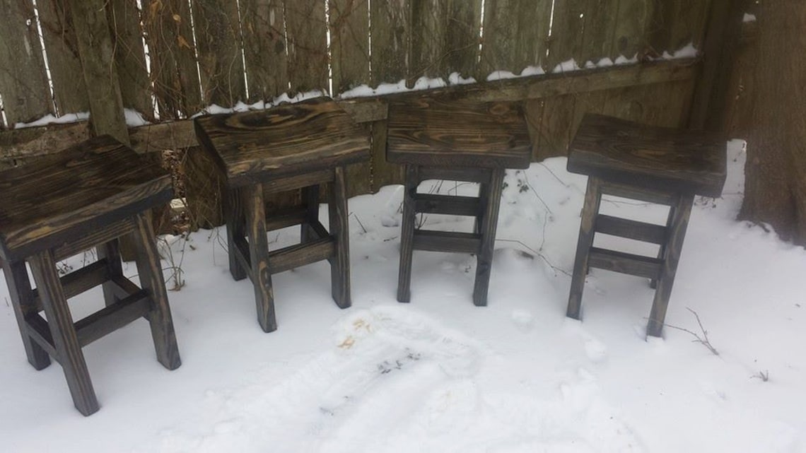 RUSTIC FARMHOUSE BAR Stools Set of Four Farm House Country - Etsy
