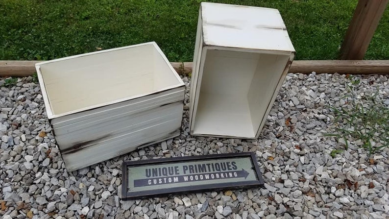 RUSTIC FARMHOUSE CRATES X2 Lot Box Bathroom Kitchen Living Room Bedroom ...