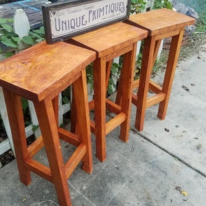 RUSTIC FARMHOUSE BAR Stools X2 Farm House Kitchen Gunstock Primitive ...