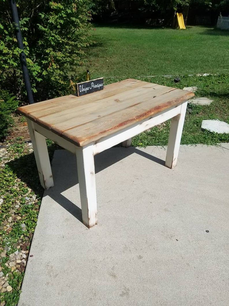 Rustic Wood Farm Table Weathered Gray Country White Cabin Farmhouse ...