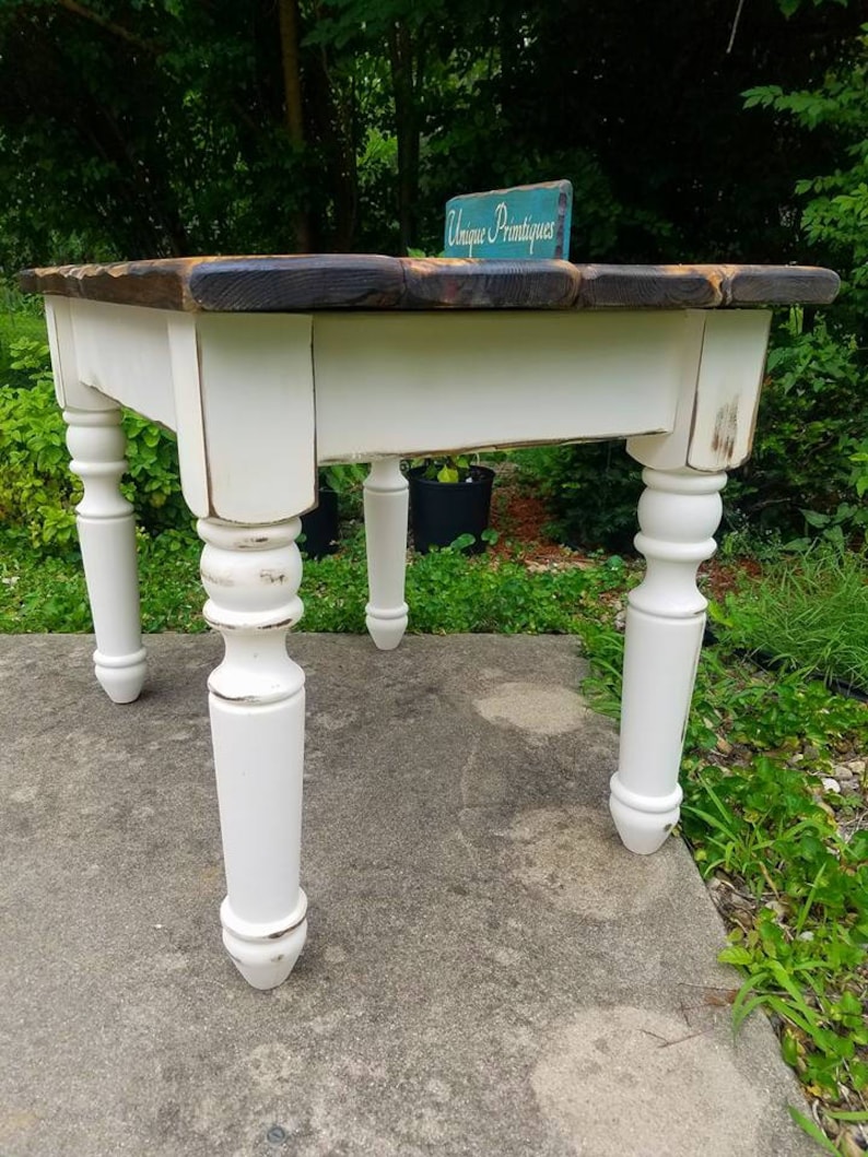 Rustic KITCHEN TABLE Turned Leg Reclaimed Wood Farm House | Etsy