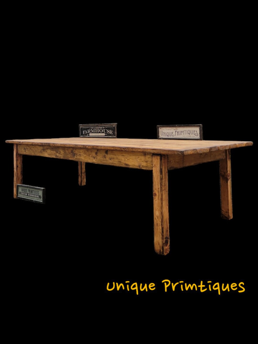 MASSIVE Rustic FARM TABLE Farmhouse Primitive Country Cabin Distressed ...