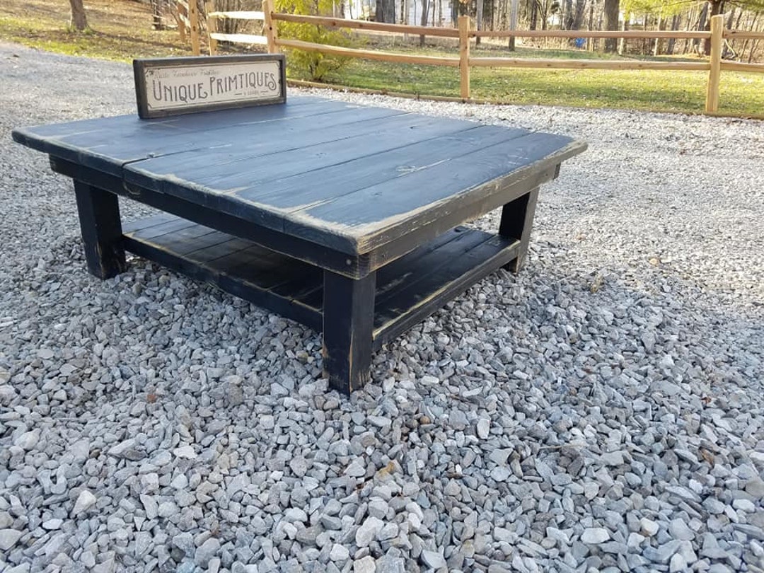RUSTIC FARMHOUSE COFFEE Table Ext Large Square Shelf Farm House Living ...