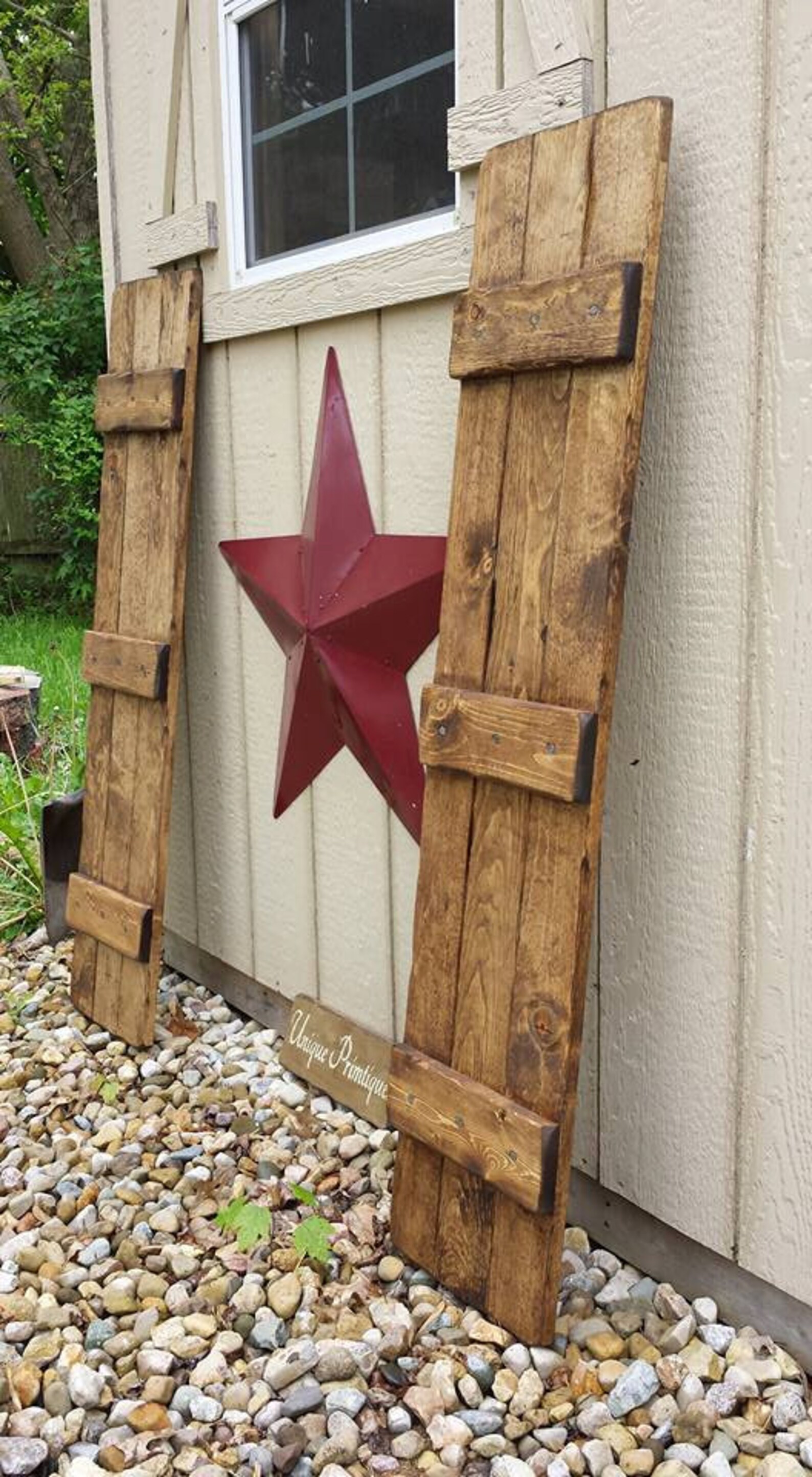 RUSTIC WOOD SHUTTERS English Chestnut Country Barn Display Indoor ...