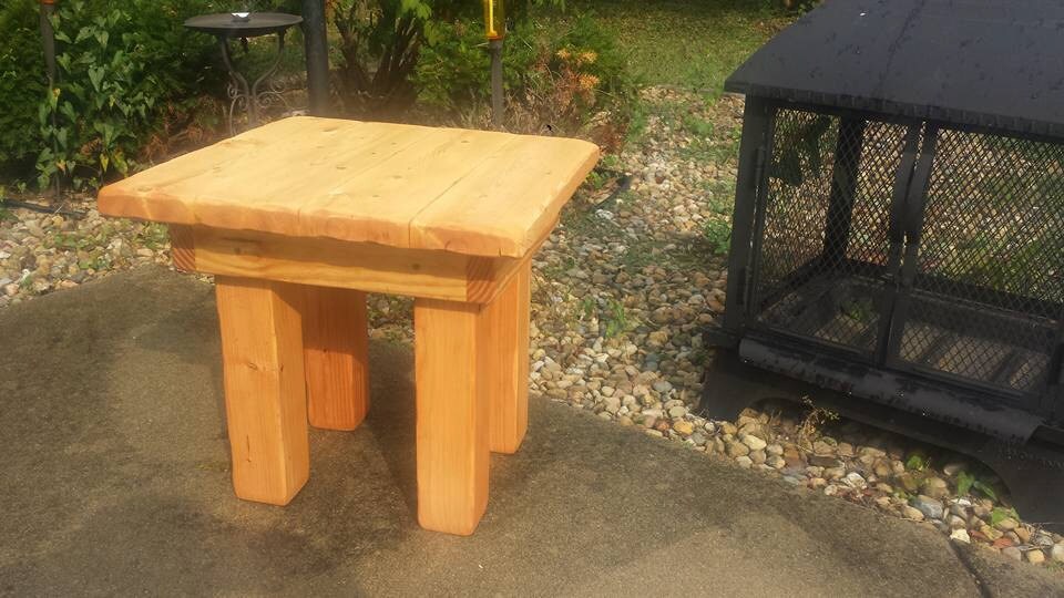 RUSTIC FARMHOUSE END Table Farm House Golden Pecan Reclaimed Wood Side ...