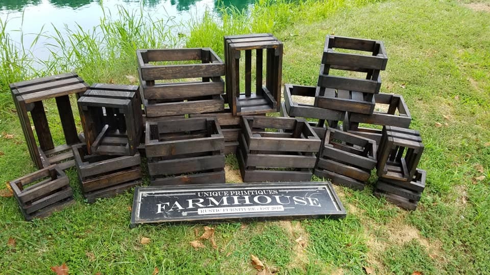 FARMHOUSE CRATE Rustic Reclaimed Wood Dark Walnut Farm House Wall Shelf ...