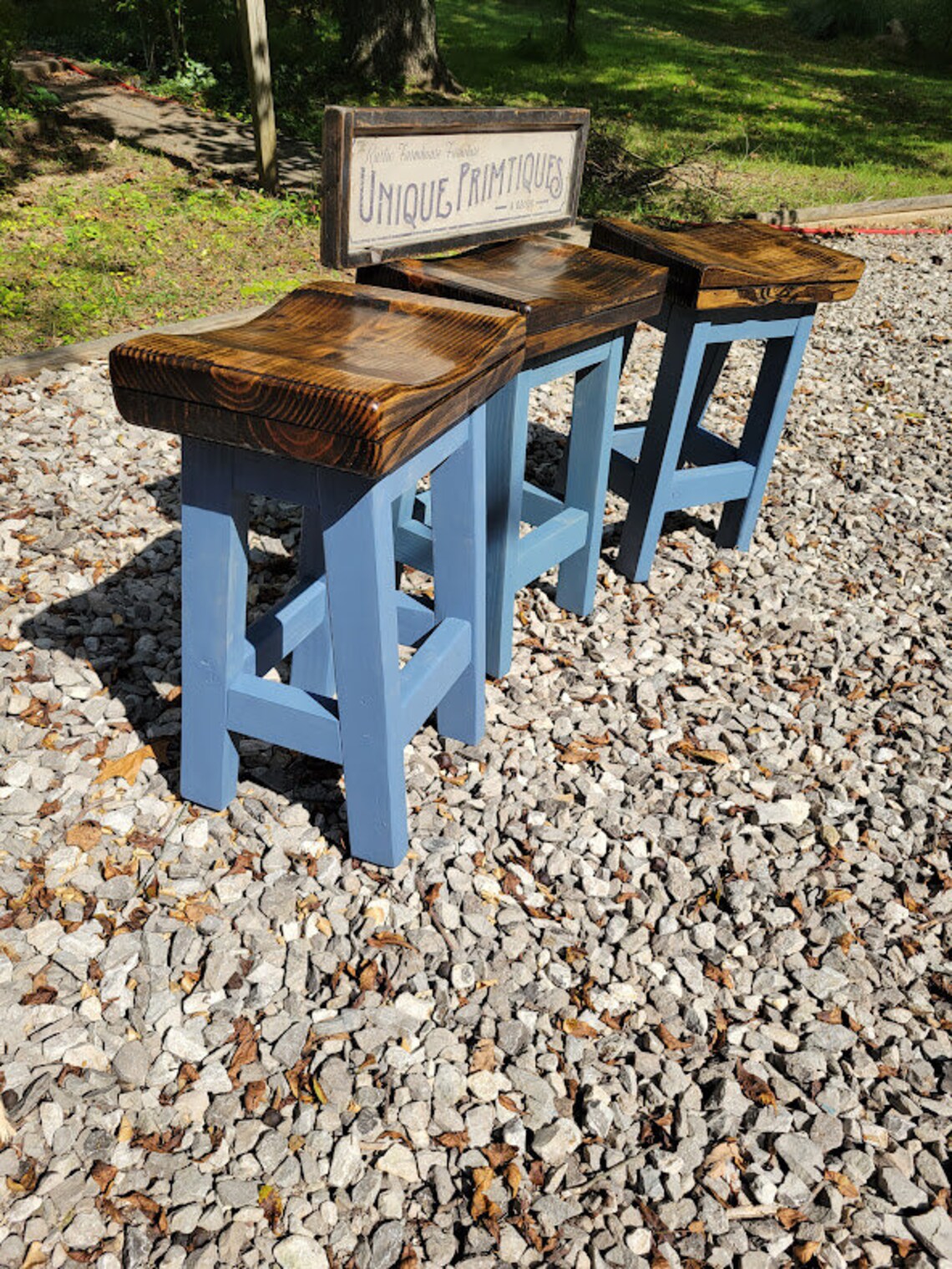 Rustic FARMHOUSE BAR Stool Farm House Country Kitchen Dark Walnut SW ...