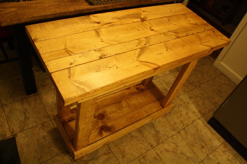 Hand-Made Wood Multi Functional Tall Golden Oak Stained Table | Etsy