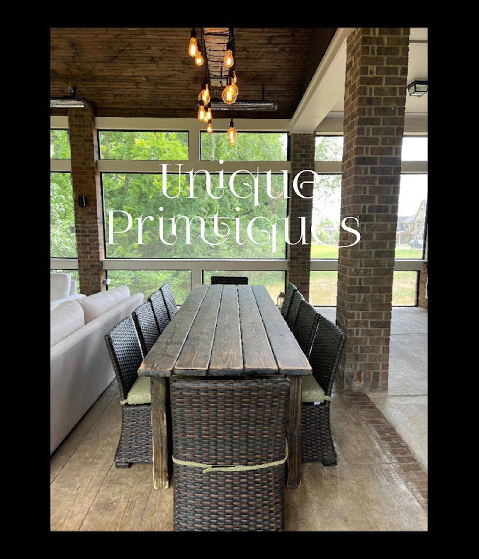 MASSIVE Rustic FARM TABLE Farmhouse Primitive Country Cabin Distressed ...