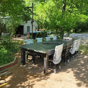 MASSIVE Rustic FARM TABLE Farmhouse Primitive Country Cabin Distressed ...