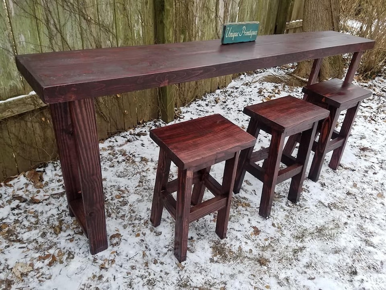 RUSTIC SOFA BAR Table Kitchen & Three Stool Set Large Wood - Etsy