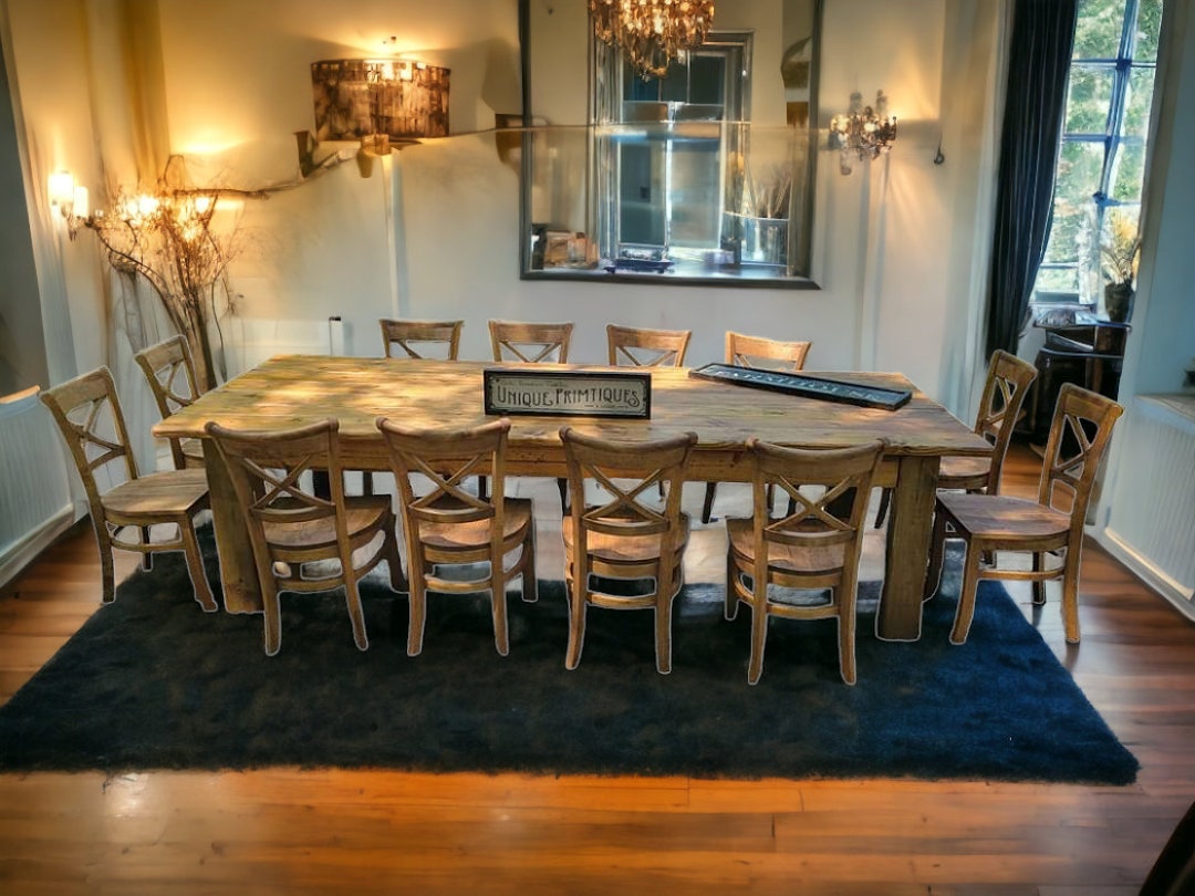 Rustic FARM TABLE 10 Ft or 12 Foot Set W/you Pick Chairs Farm House ...