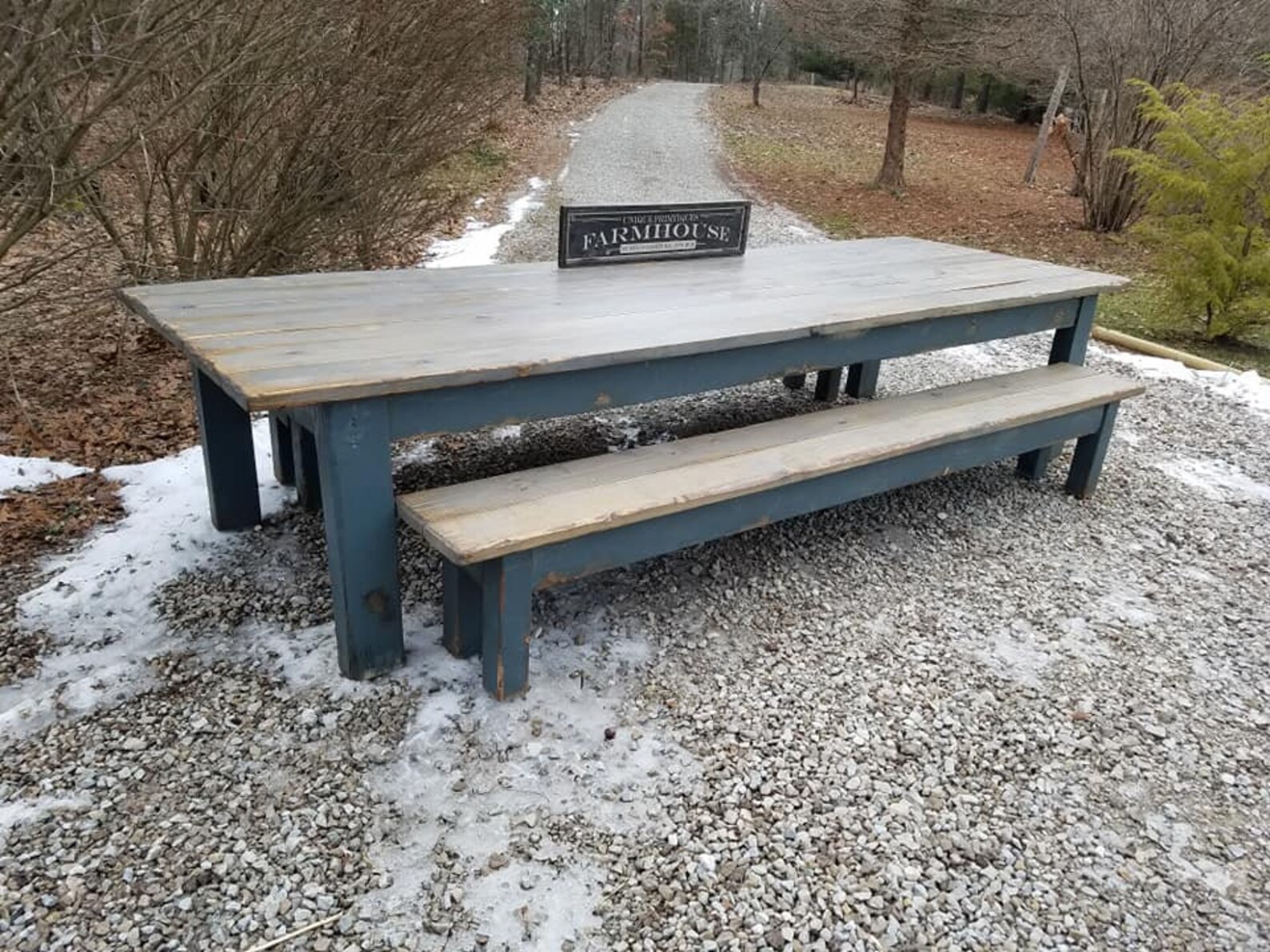 RUSTIC 12-foot FARMHOUSE TABLE Large Farm House Kitchen - Etsy