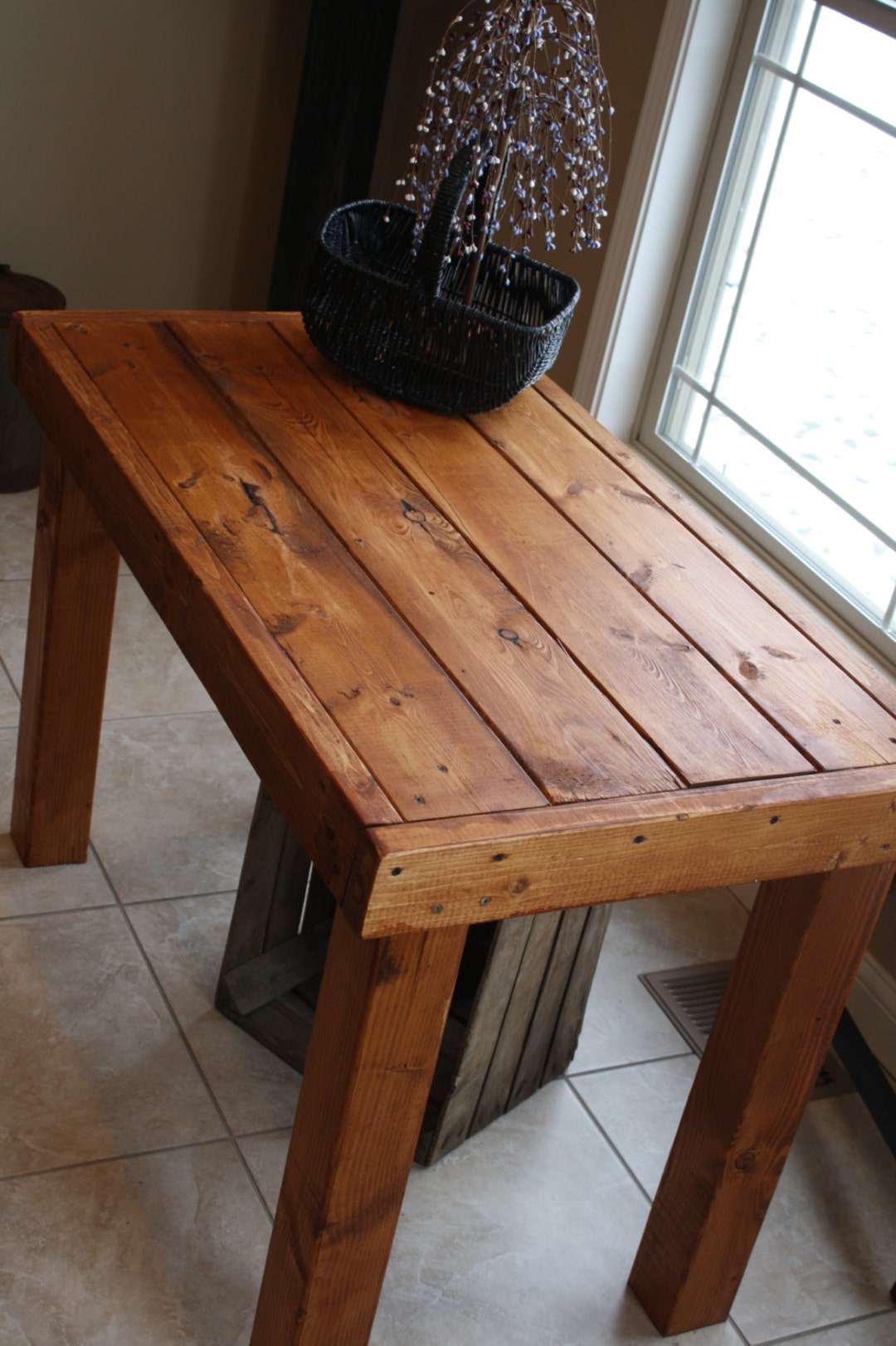 Unique Primtiques Beautiful Hand-made American Walnut Stained Table W ...
