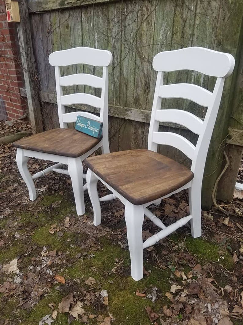 TWO Rustic Ladder Back Chairs Wood Malaysian Oak CHAIRS Solid - Etsy