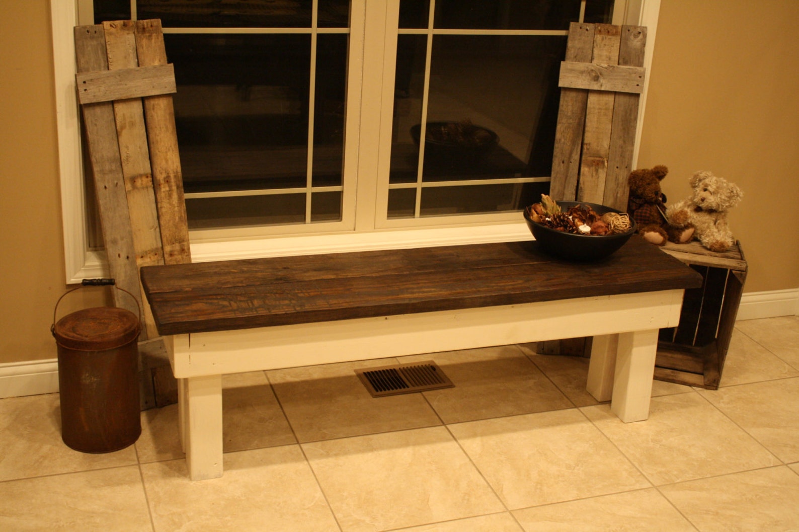 FARMHOUSE TABLE & BENCH Set Farm House Kitchen Dining | Etsy