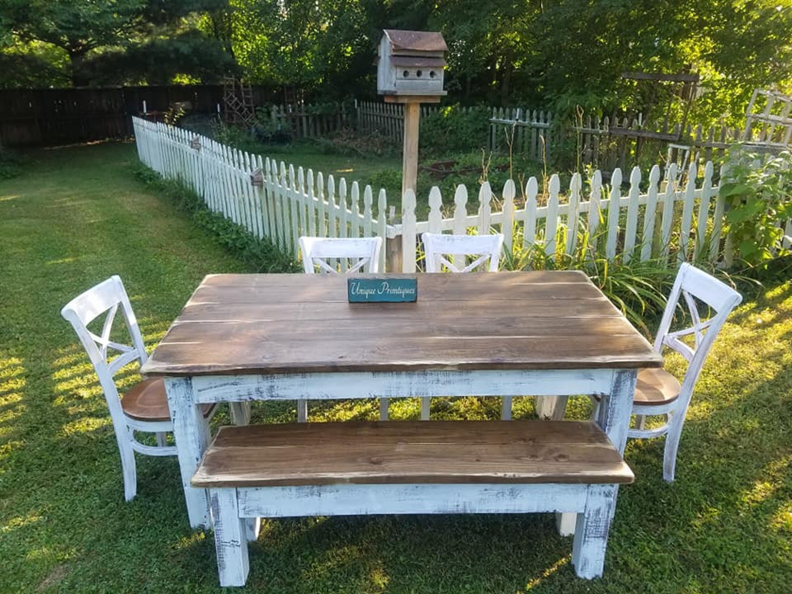 Rustic FARMHOUSE TABLE Wood Farm House Kitchen Dining W/ - Etsy