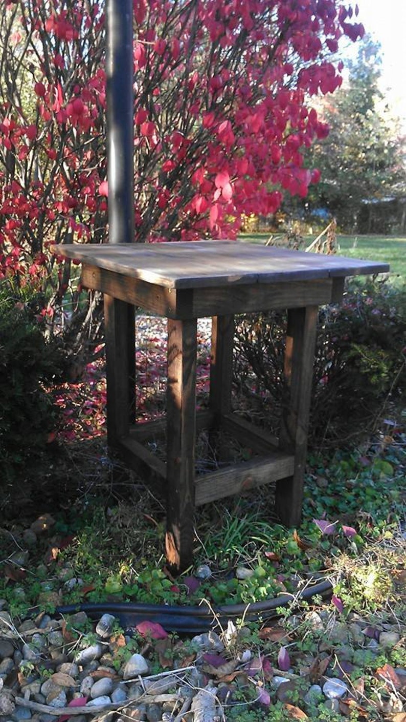RUSTIC END TABLE Side Corner Lamp Reclaimed Wood Dark Walnut | Etsy