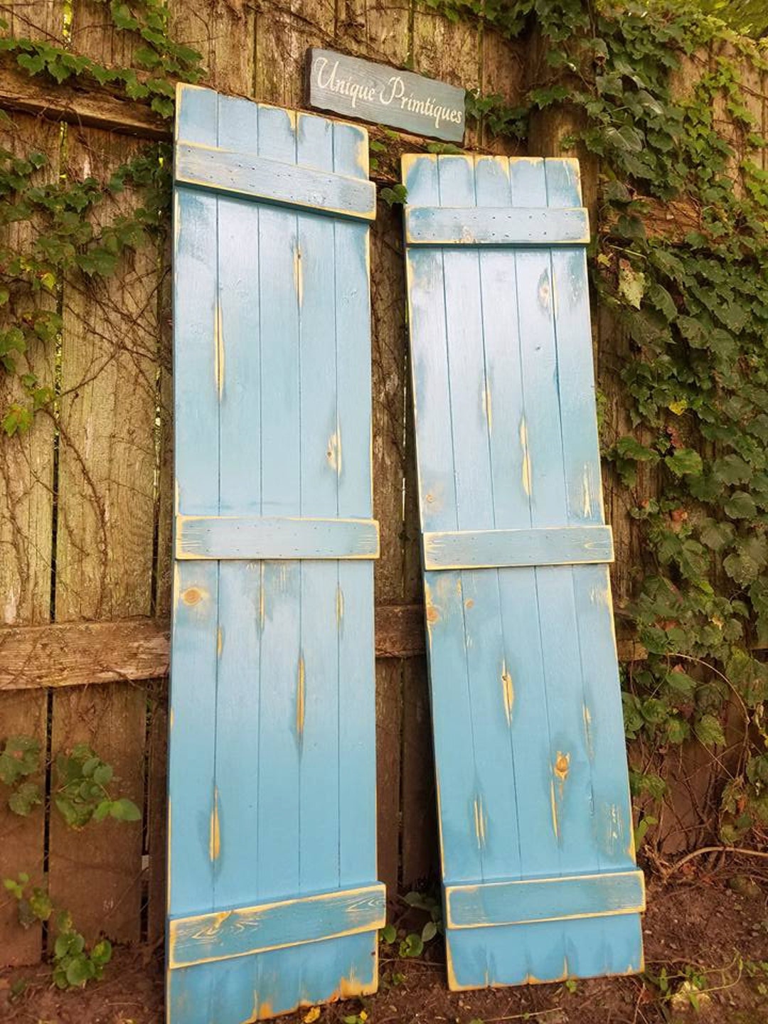 RUSTIC WOOD SHUTTERS 5-slat Country Barn Display Indoor Outdoor 12-1 ...