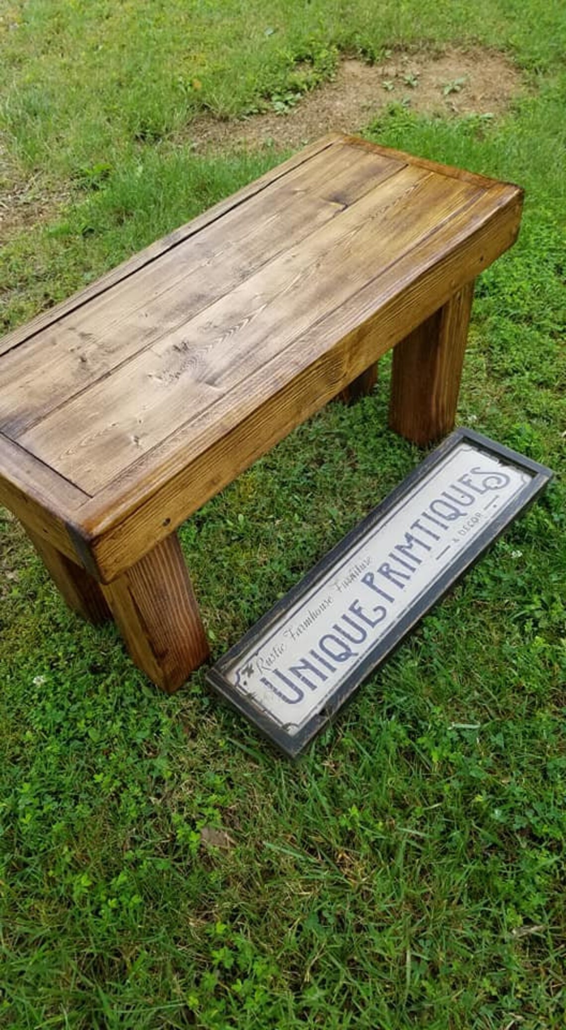 RUSTIC WOOD BENCH Indoor Outdoor Solid Wood Mission Oak Primitive ...
