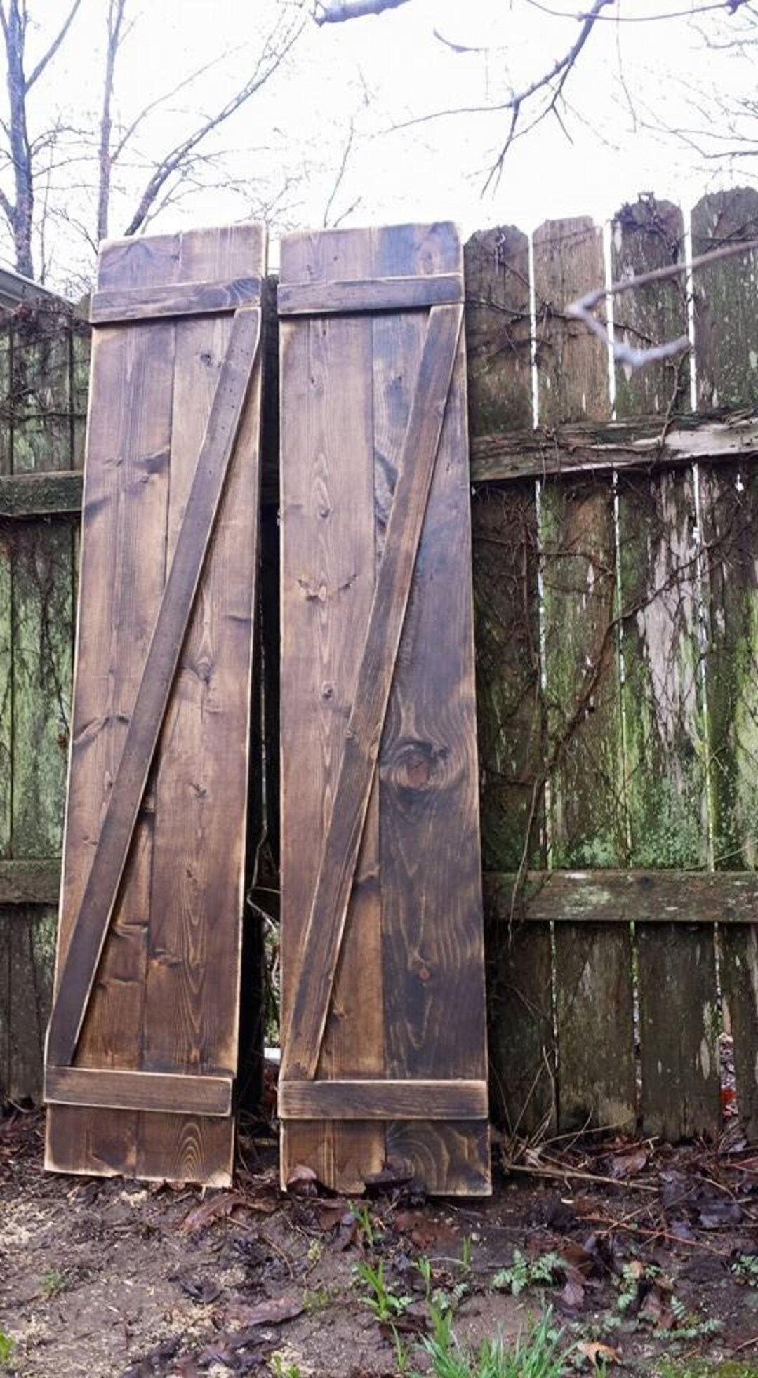 RUSTIC WOOD SHUTTERS Indoor Outdoor 14-1/2" W X72" H Distressed Dark ...