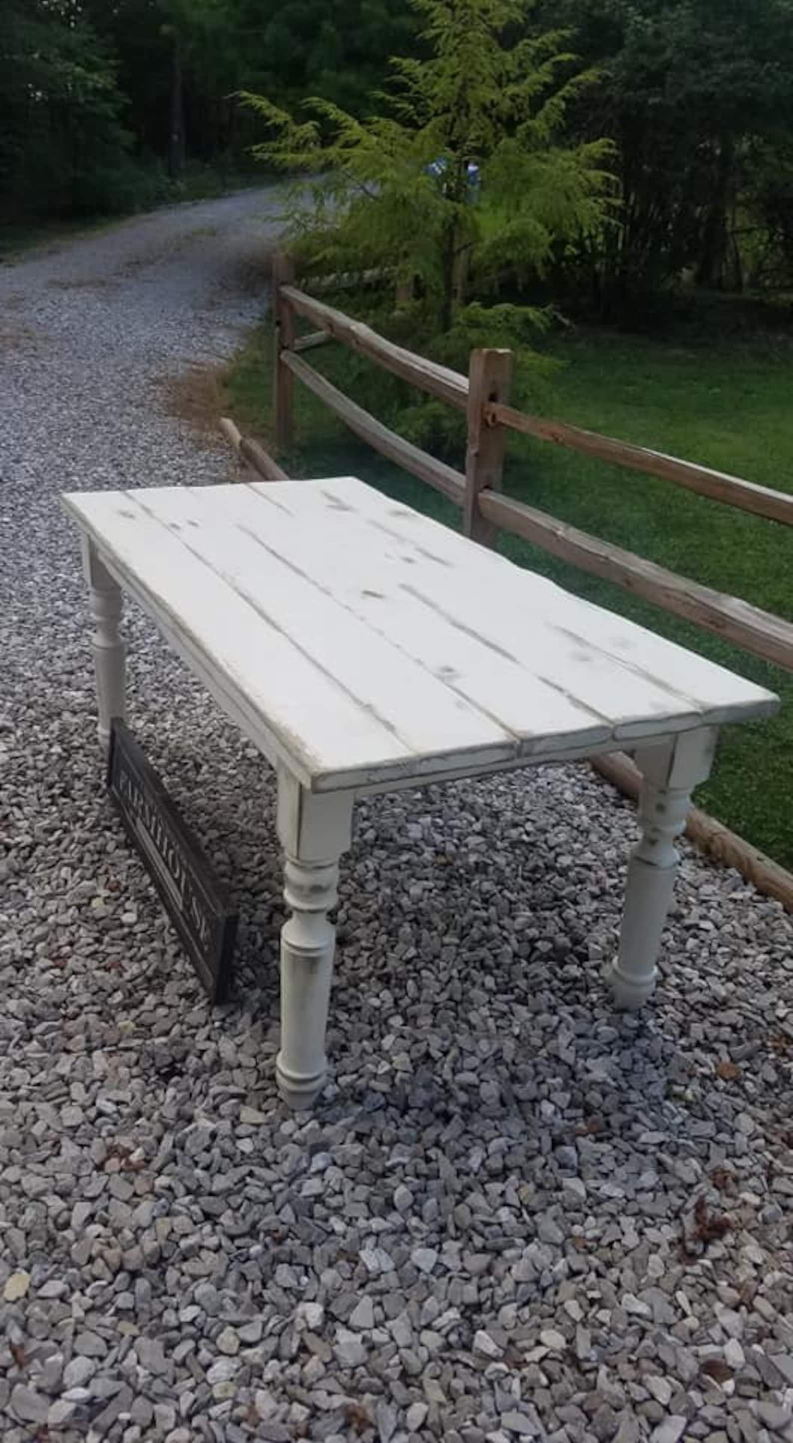 French Country Rustic Farmhouse TABLE Reclaimed Weathered White ...