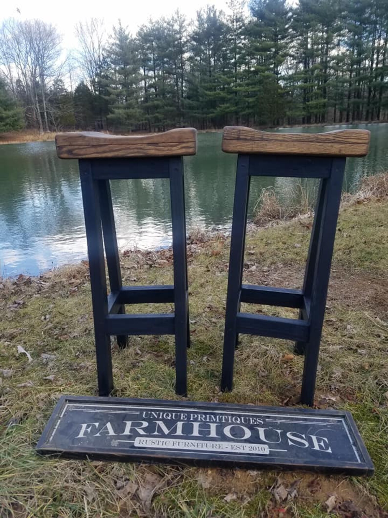 FARMHOUSE BAR STOOLS Lot of Two Rustic Farm House Kitchen Tall - Etsy