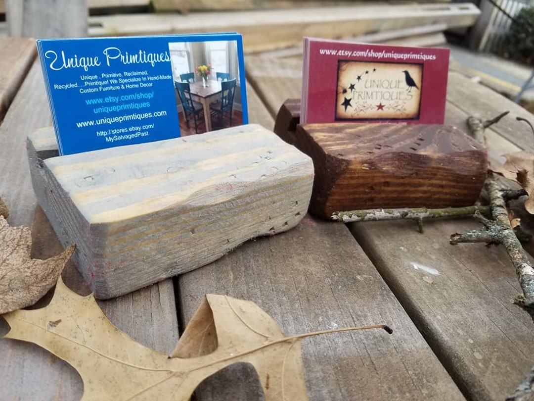 Rustic Business Card Holder Desk Top Display Restaurant Show Event ...