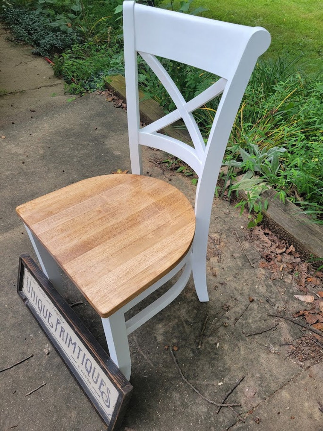 Beautiful Rustic Wood Malaysian Oak CHAIR Solid Wood X-back Style ...