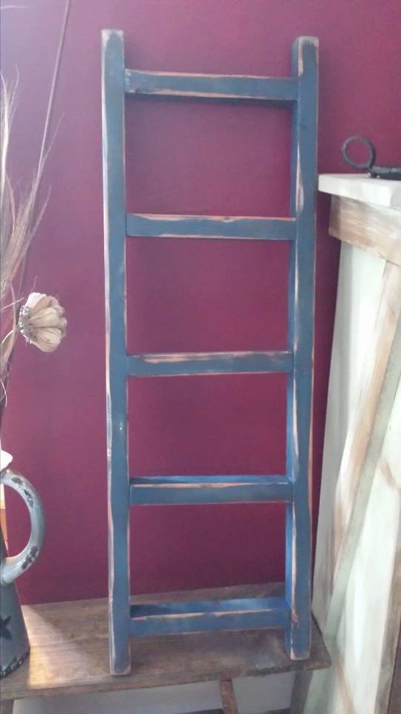 RUSTIC WOOD LADDER Primitive Distressed Blue Home Wall Decor - Etsy