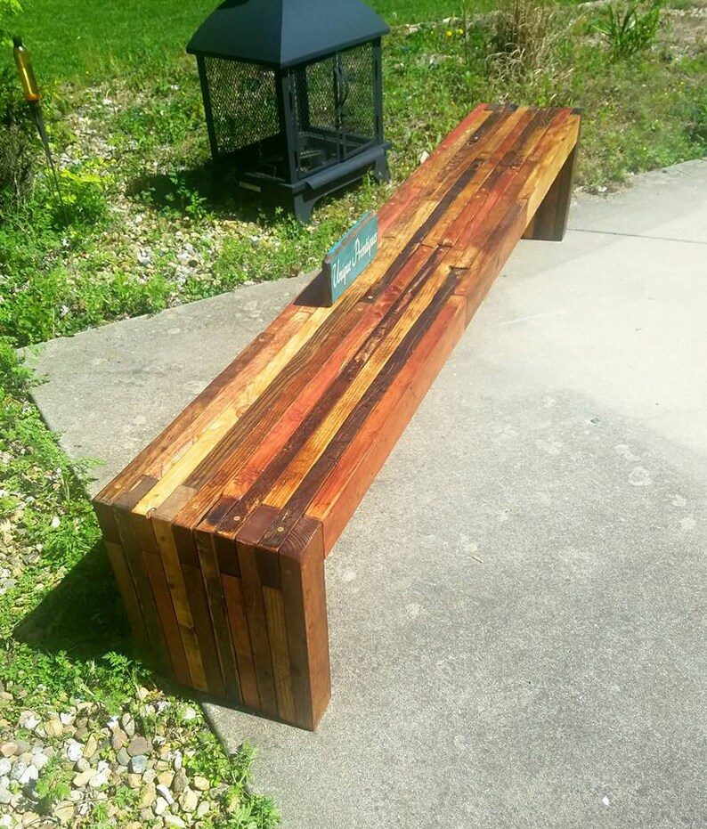 Reclaimed PALLET WOOD Rustic Bench by Unique Primtiques Salvaged Pine ...