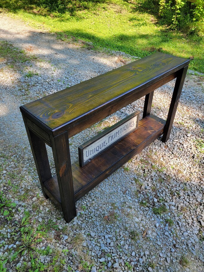 RUSTIC CONSOLE TABLE Wood Entryway Hall Sofa Tv Stand Shelving Accent ...