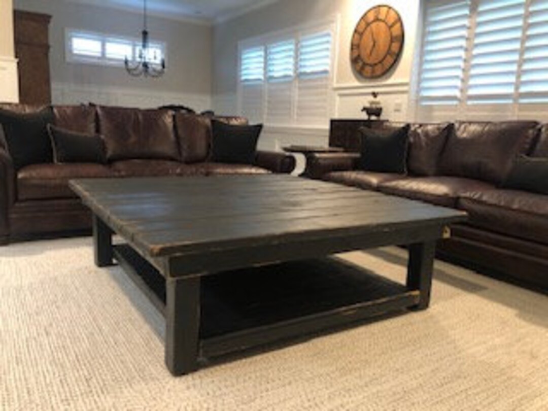 RUSTIC FARMHOUSE COFFEE Table Ext Large Square Shelf Farm House Living ...