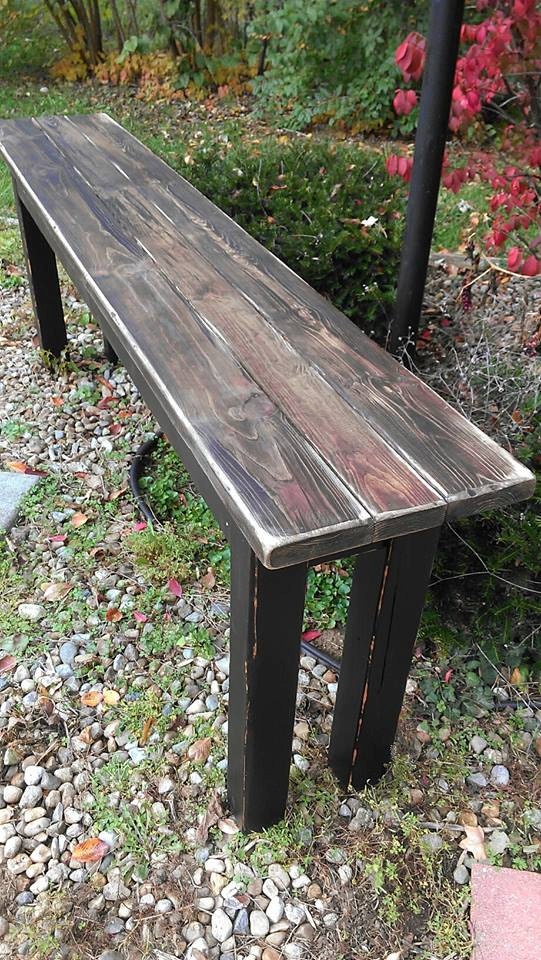 FARMHOUSE BAR TABLE Rustic Lakeside Cabin Long Narrow Console Hall Farm ...