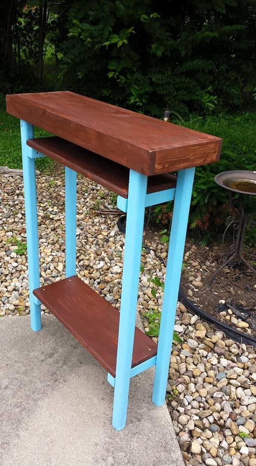 Mountain Blue Paint / Dark Mahogany Stained Primitive Rustic - Etsy ...