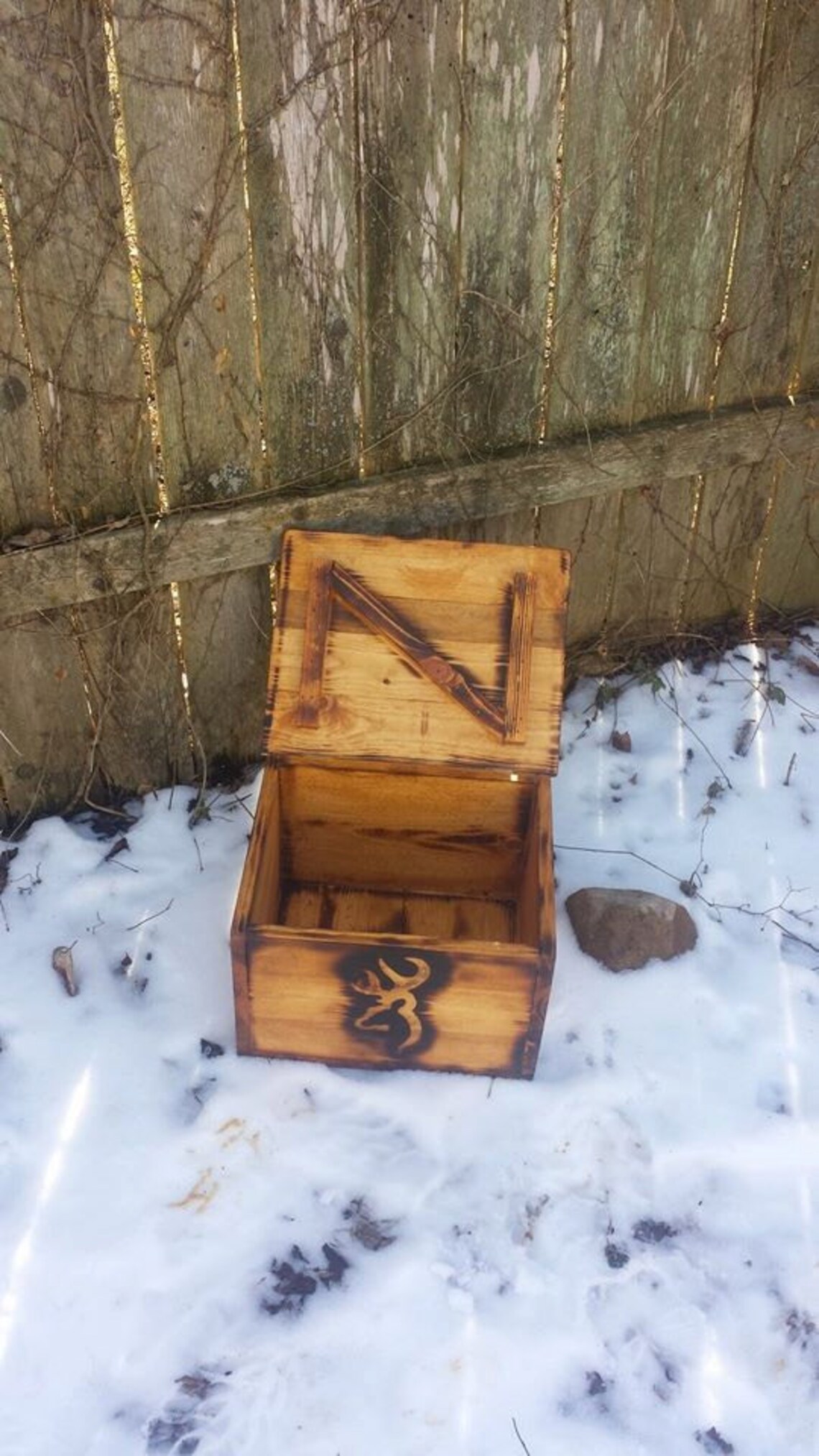 WOOD ART Fire Burned Wooden Storage Box Cabin Hunting Hunter - Etsy