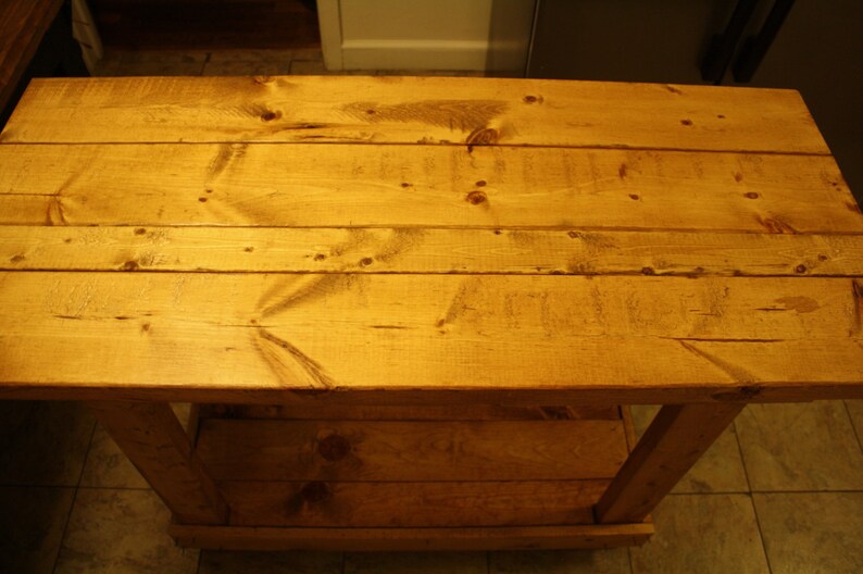 Hand-Made Wood Multi Functional Tall Golden Oak Stained Table | Etsy