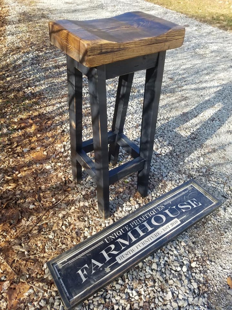 RUSTIC FARMHOUSE BAR Stool Farm House Country Kitchen White Dark Walnut ...