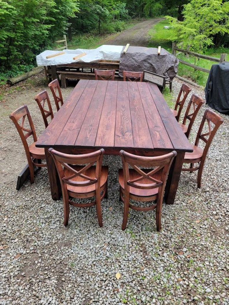 Rustic FARM TABLE 8 Ft 10 Ft 12 Foot Set W/you Pick Chairs Farmhouse ...