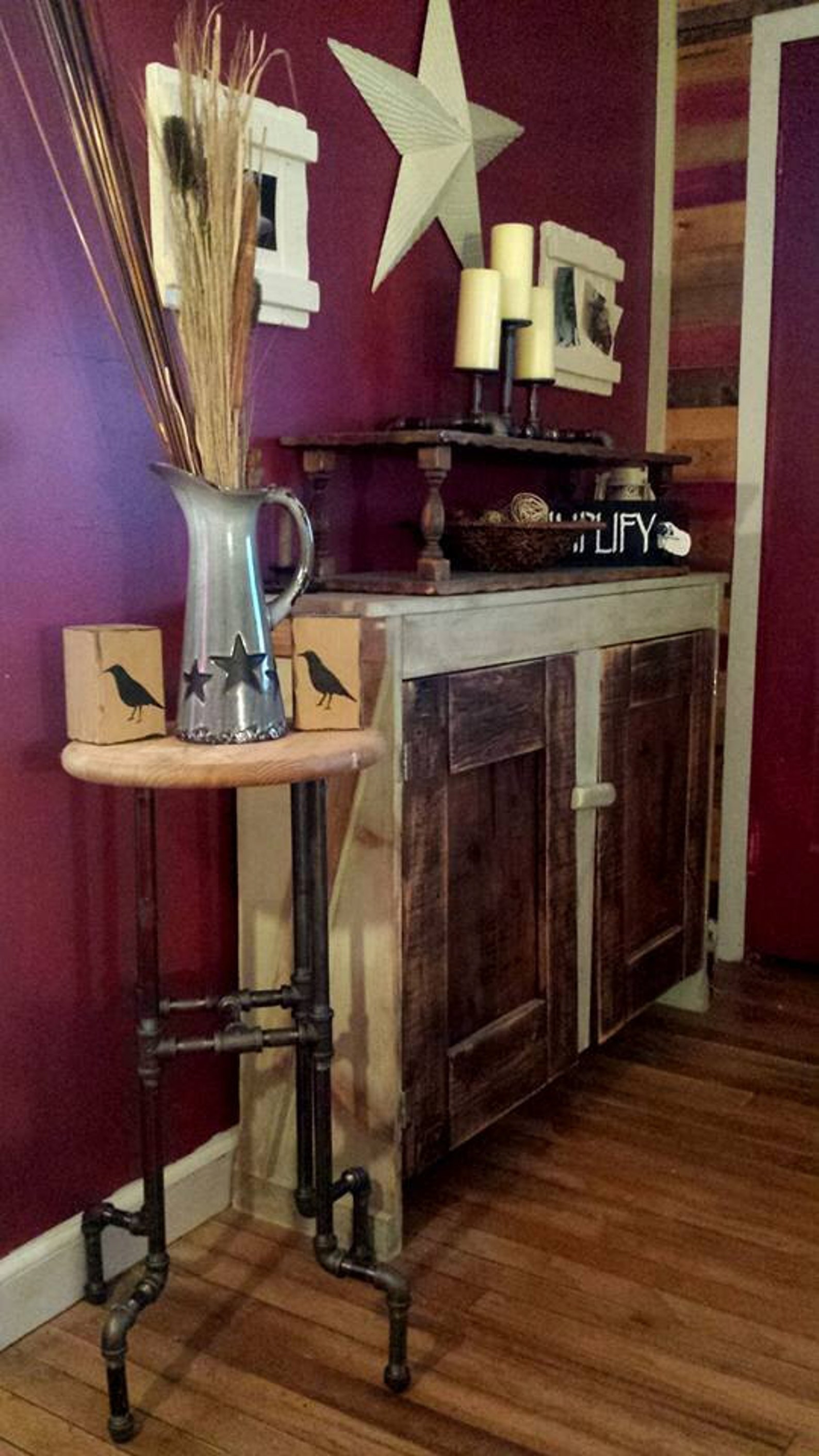 INDUSTRIAL Pipe TABLE Set Of TWO Metal Pipe Golden Oak Stained | Etsy