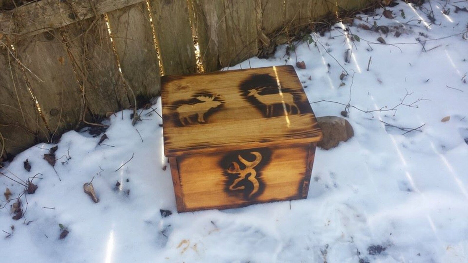 WOOD ART Fire Burned Wooden Storage Box Cabin Hunting Hunter | Etsy