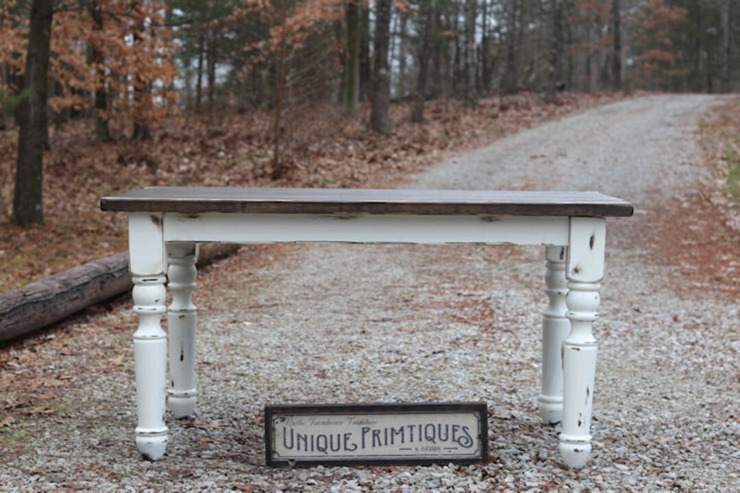 French Country Rustic Farmhouse TABLE Reclaimed Weathered White ...