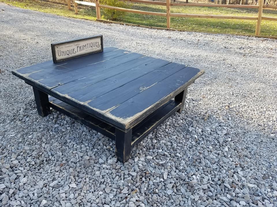 RUSTIC FARMHOUSE COFFEE Table Ext Large Square Shelf Farm House Living ...