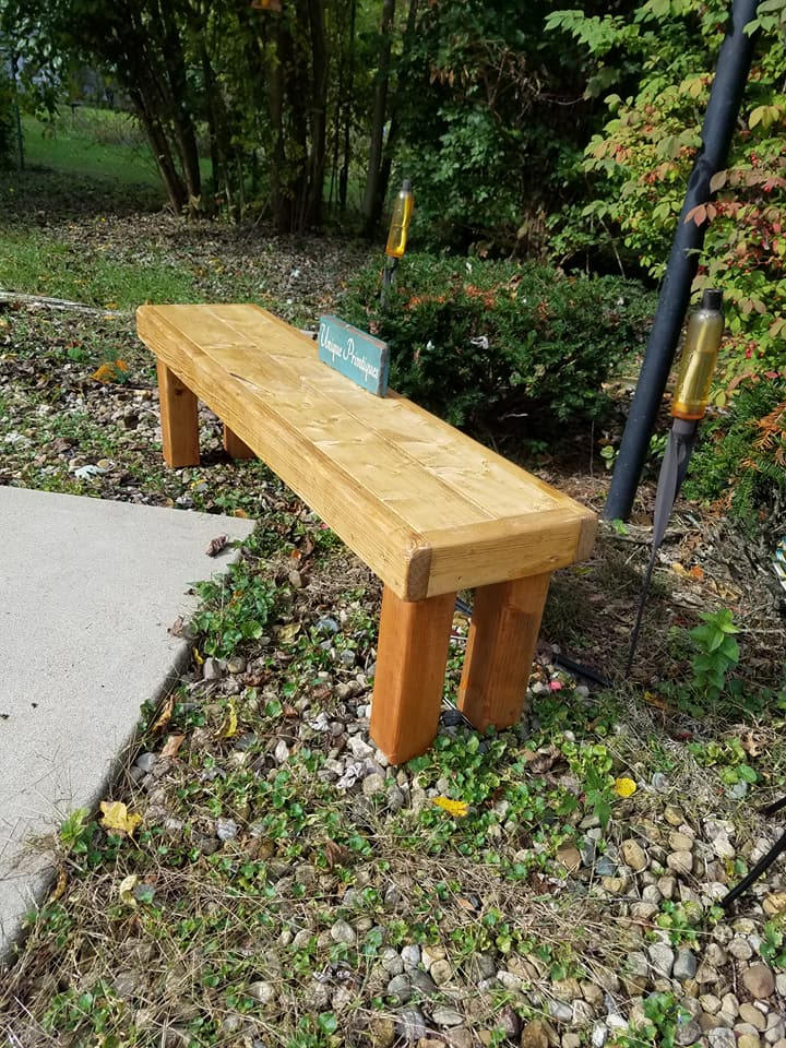 RUSTIC WOOD BENCH Golden Oak Stain Reclaimed Wooden Framed | Etsy